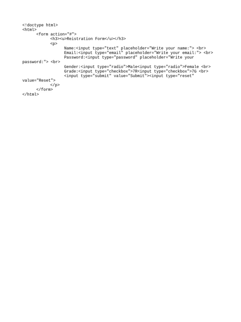 Registration Form HTML 2 | PDF