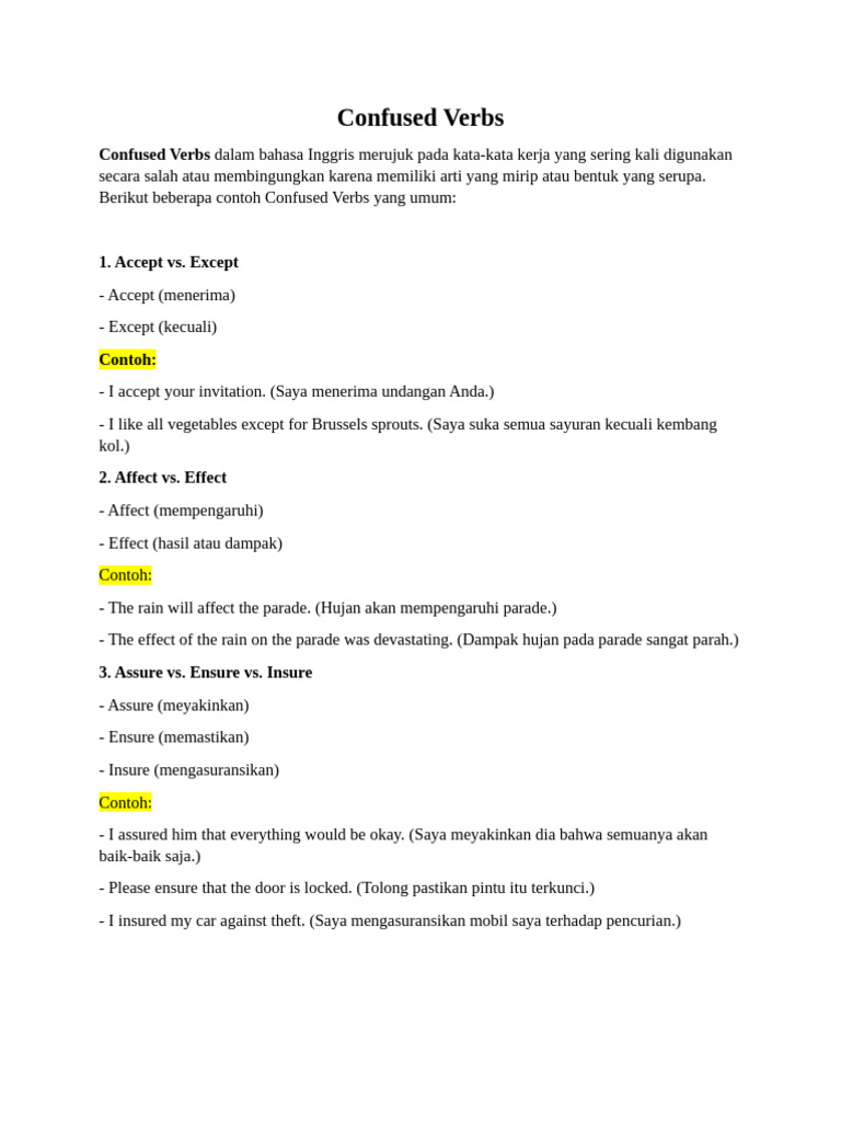 Confused Verbs | PDF