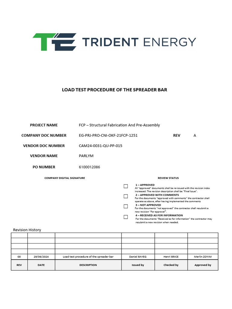 Spreader Bar Load Test Procedure | PDF | Specification (Technical Standard)
