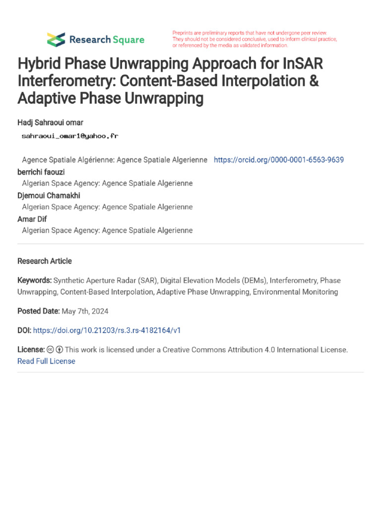 Hybrid Phase Unwrapping Approach for InSAR Interferometry_ Content-Based Interpolation ...