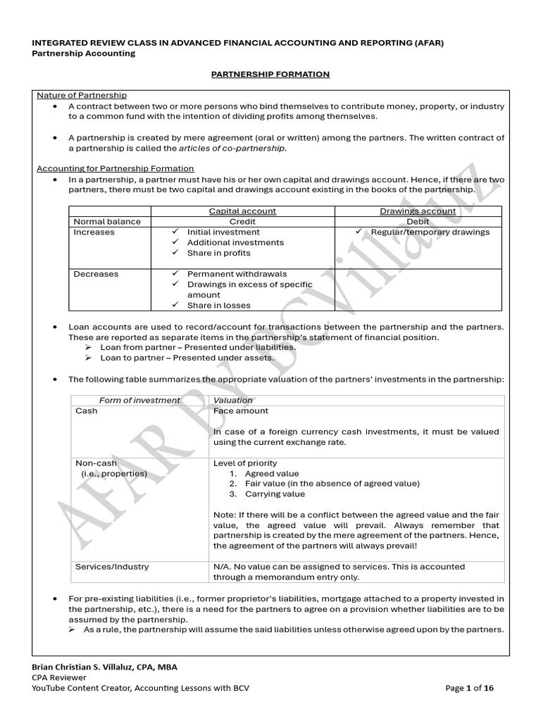 Partnership Accounting | PDF | Partnership | Debits And Credits