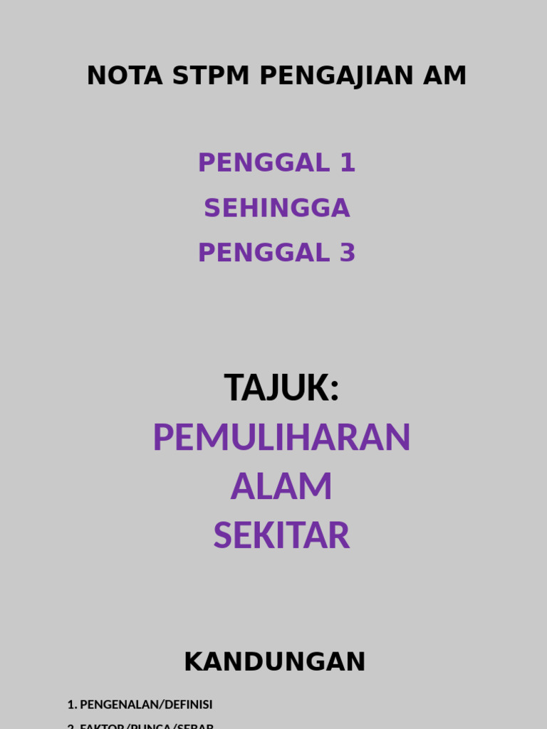 Pemuliharaan Alam Sekitar | PDF