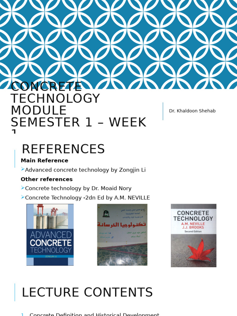 Concrete Technology Module - Week 1 | PDF | Concrete | Cement