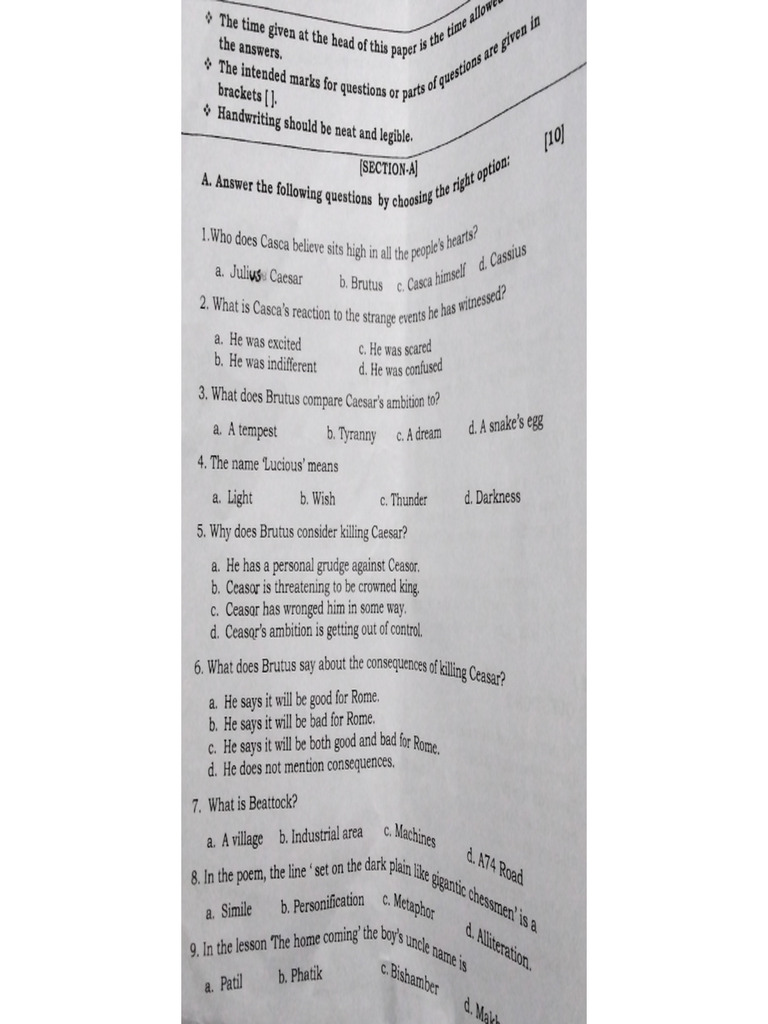 English Literature Exam | PDF