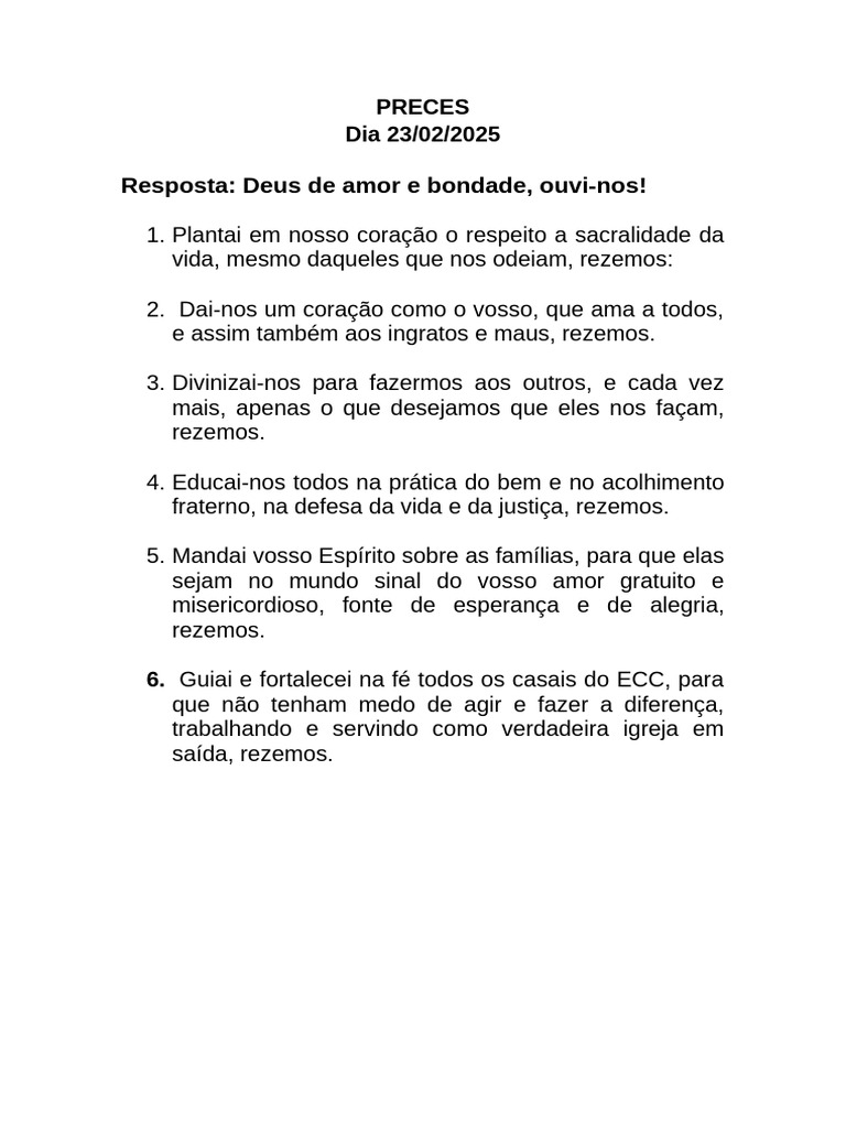Preces 23-02-2025 - 7o Domingo Do Tempo Comum | PDF