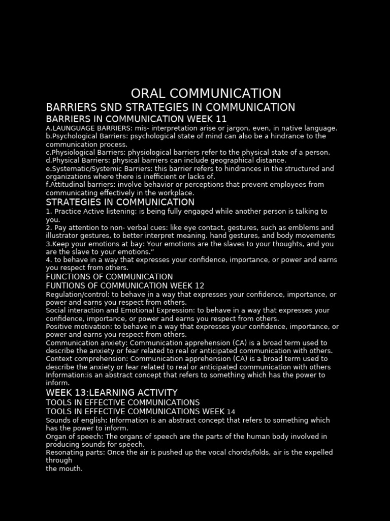 ORAL COMM OUTLINE | PDF | Vowel | Stress (Linguistics)