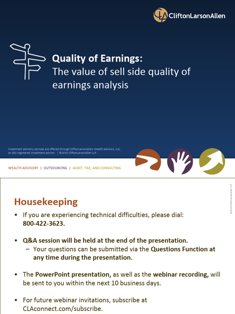 Sell-Side Quality of Earnings Analysis | PDF | Taxes | Expense