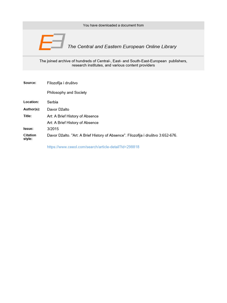 Art a Brief History of Absence Content File PDF | PDF | Beauty | Aesthetics