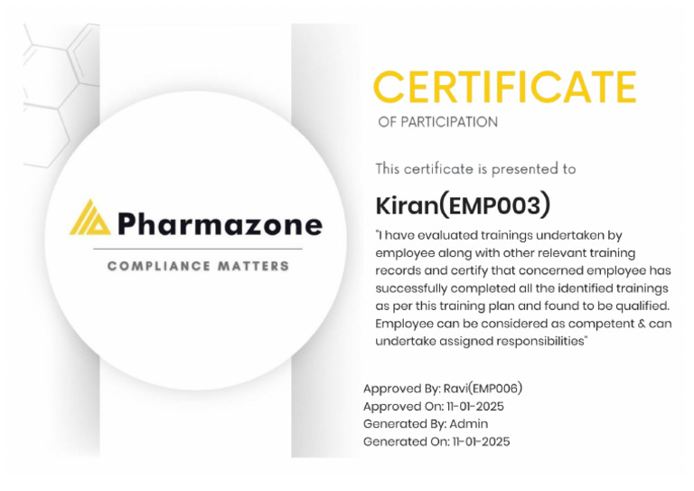 Admin Completed Training Certi (1) | PDF