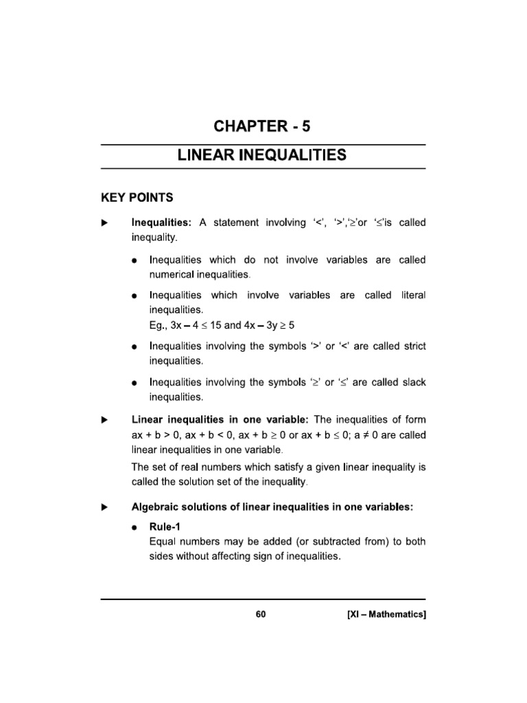 Linear Inequalities CH 5 | PDF