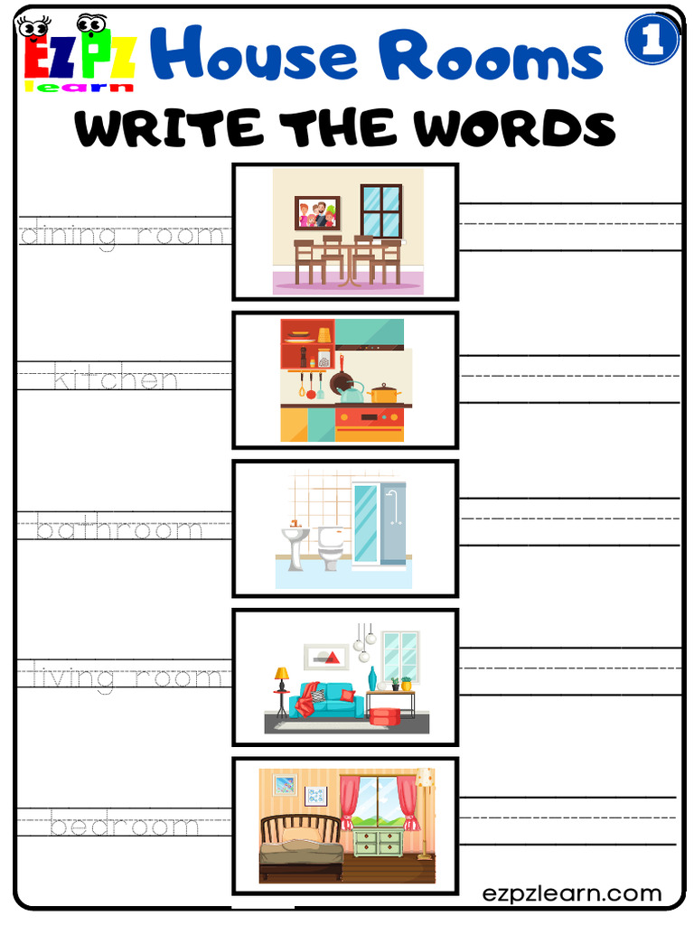 1 House Rooms Write The Words | PDF