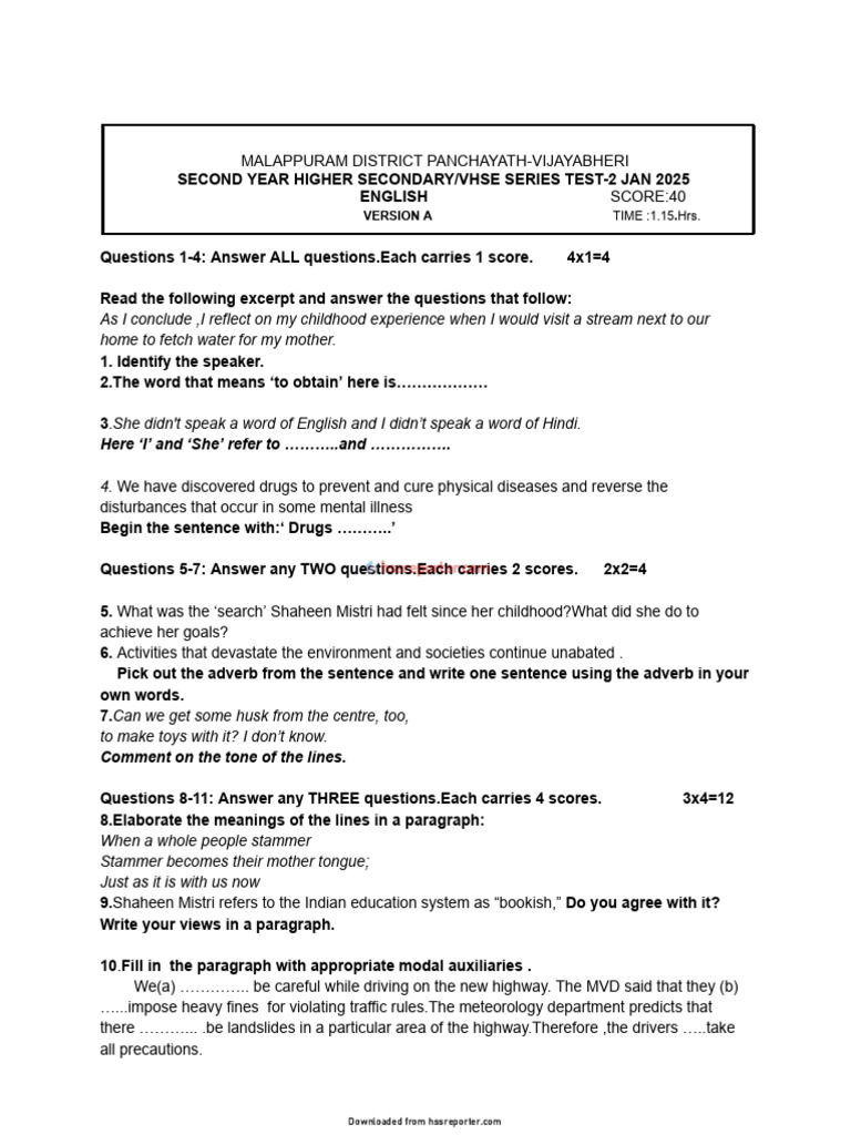English Test Questions and Answers Guide | PDF