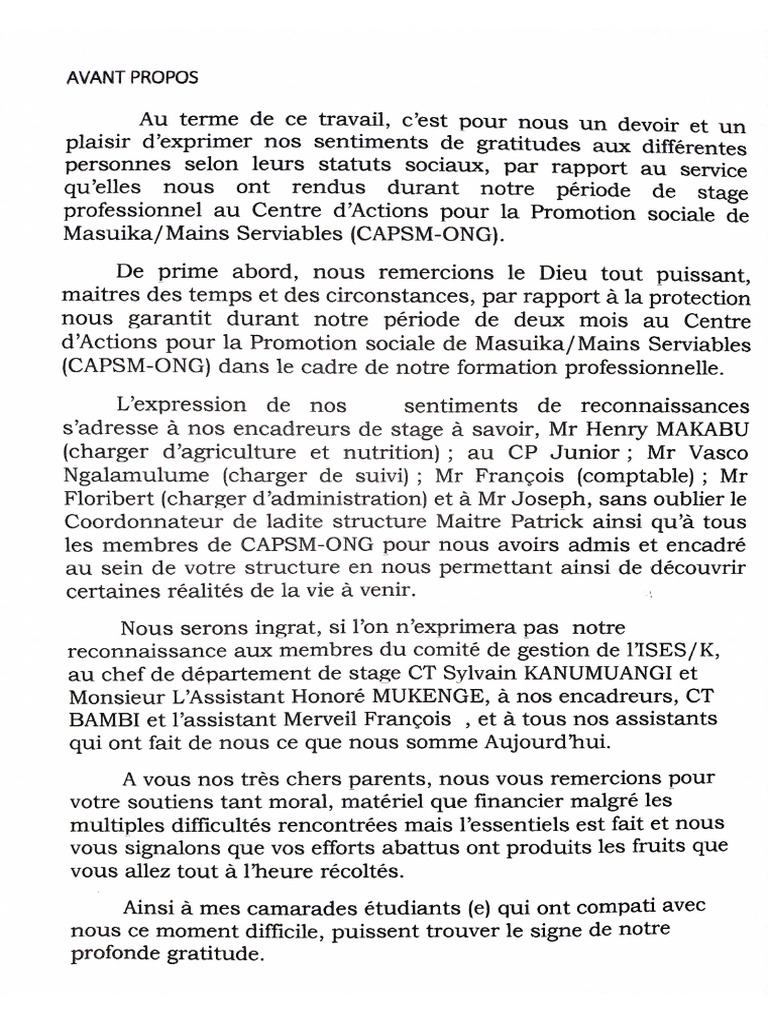 Modele de Rapport de Stage Ises Capsm 2024 | PDF