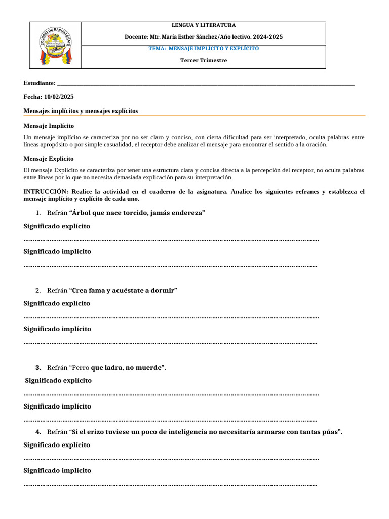 Mensajes Implícitos y Explícitos en Refranes | PDF