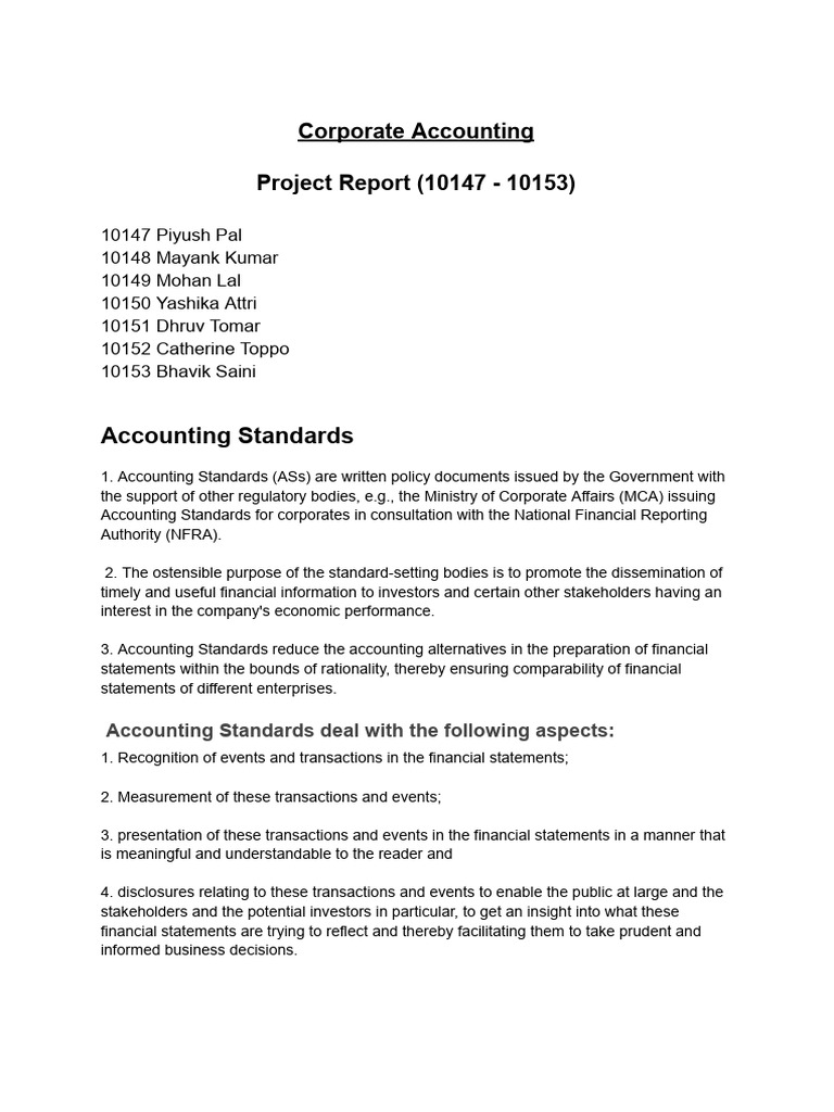 Group 10 CA Project Report | PDF | Income Statement | Balance Sheet
