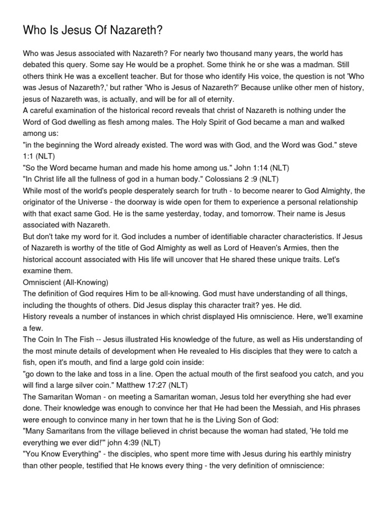 Who Is Jesus of Nazareth | PDF | Glory (Religion) | Jesus