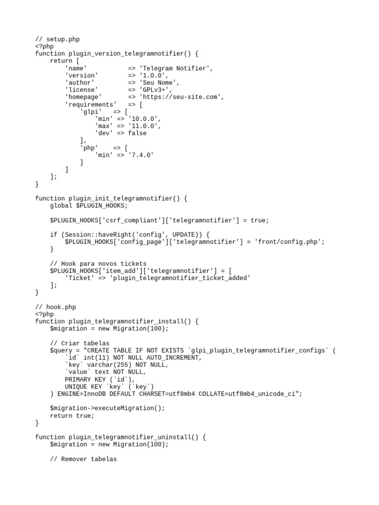 Glpi Telegram Setup | PDF | Plug-in (informática) | Informática