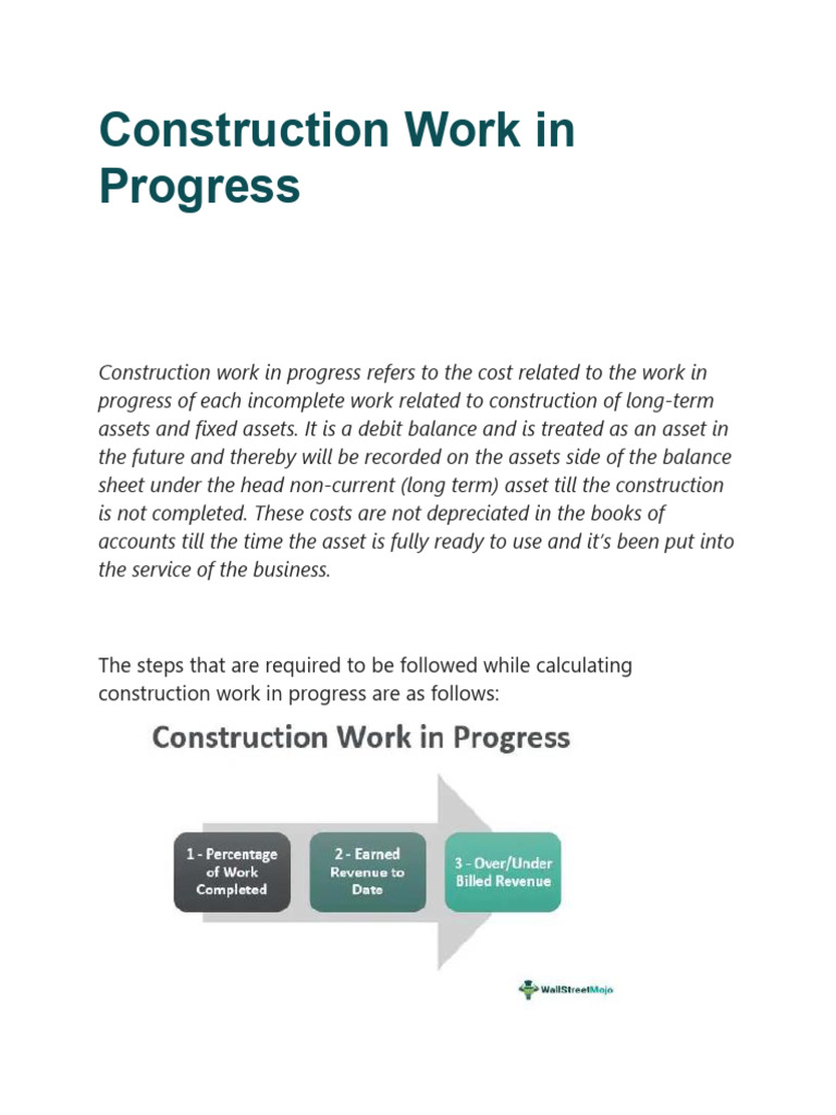 Construction Work in Progress Accounting | PDF | Debits And Credits ...