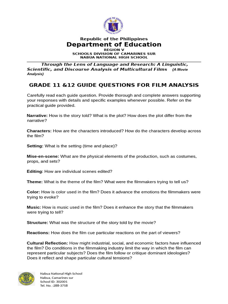 Guide Questions Film Analysis | PDF