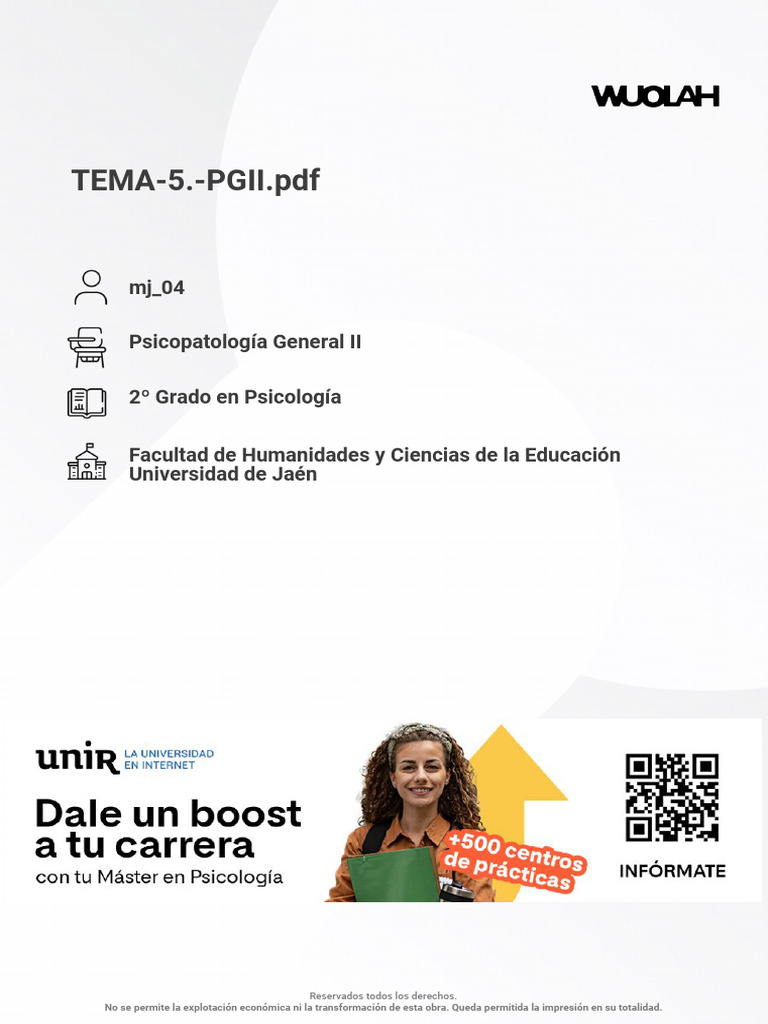 Wuolah Free TEMA 5. PGII | PDF | Desorden de personalidad | Trastorno mental