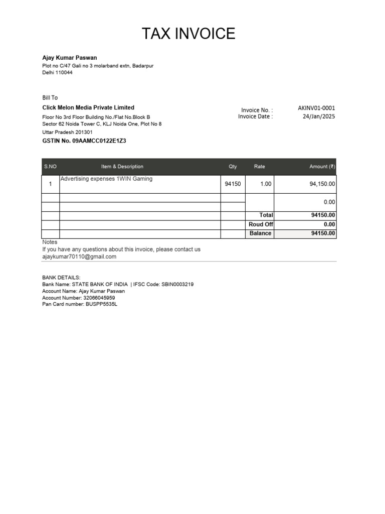 1 Win Invoice | PDF