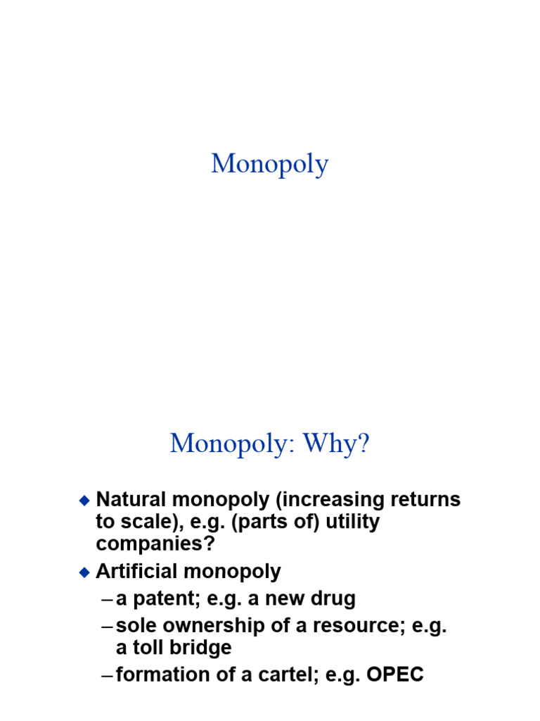 Understanding Monopoly: Types and Behavior | PDF | Monopoly | Profit ...