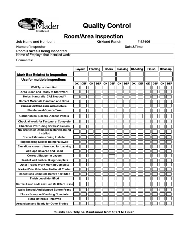 Construction Quality Control Checklist | PDF