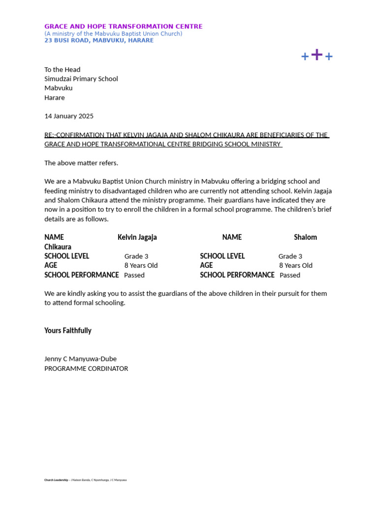 Confirmation Letter GHTC | PDF
