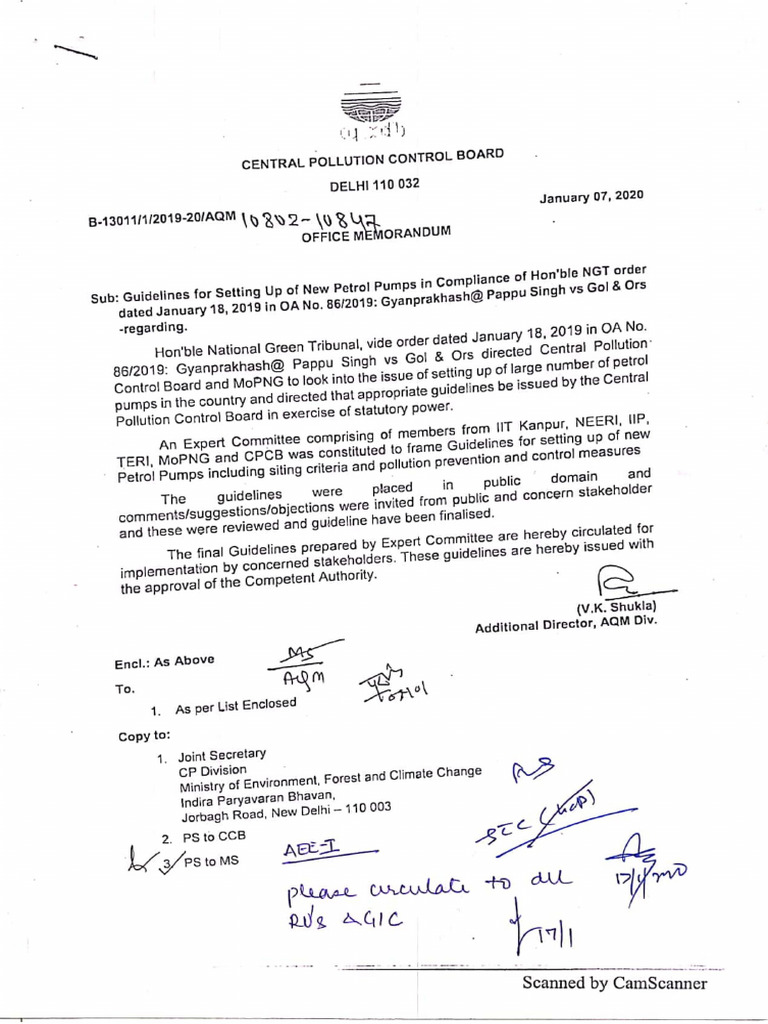 CPCB Guidelines For Petrol Bunk Setting Up | PDF