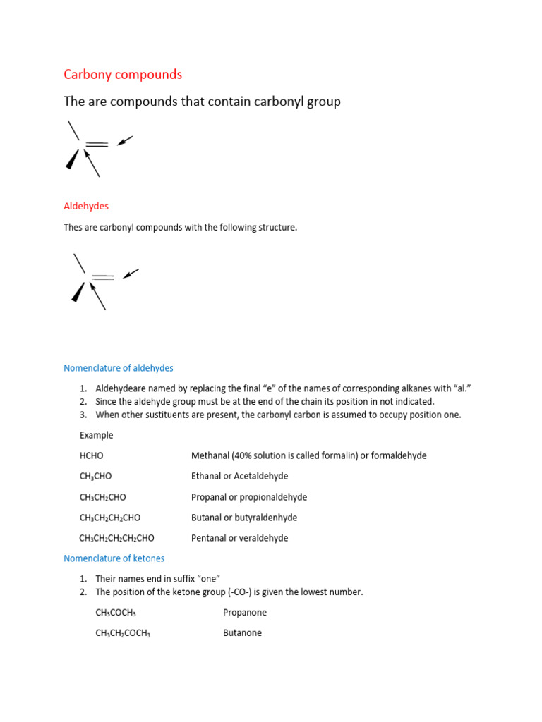 Carbonyl Compounds: Aldehydes & Ketones | PDF | Aldehyde | Ketone