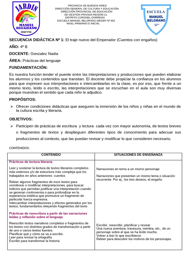 Secuencia Didáctica: El Traje del Emperador | PDF | Aprendizaje