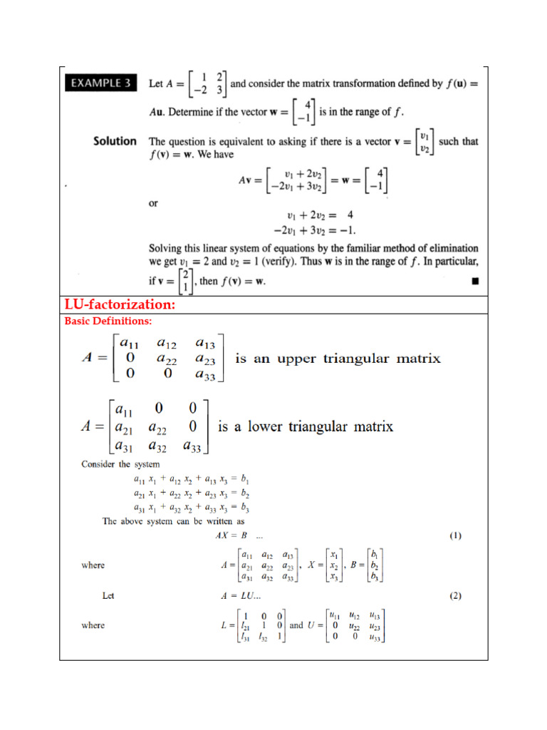 LU Factorization Method | PDF