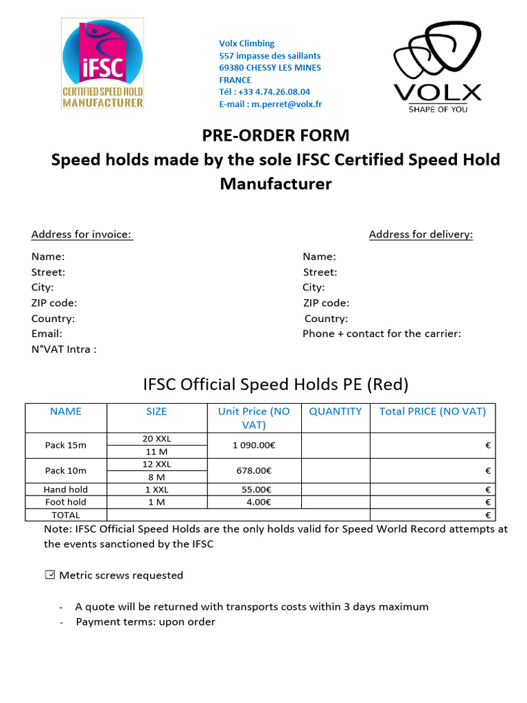 Pre-Order Form Speed Holds Made by The Sole IFSC Certified Speed Hold ...