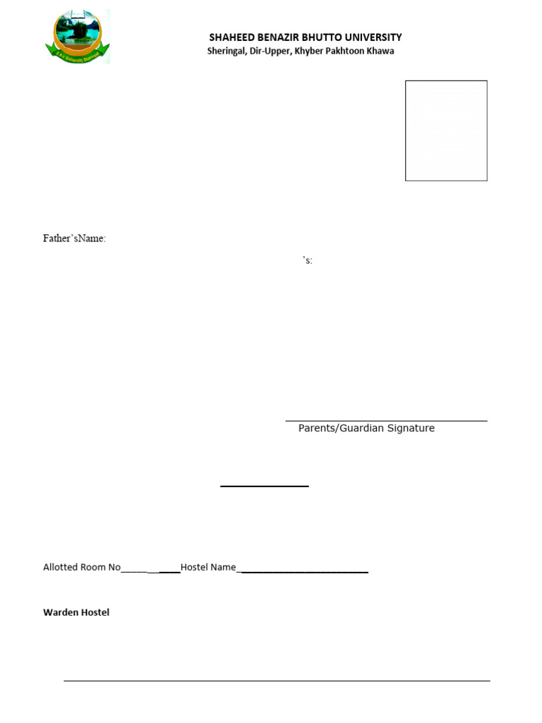 Female Hostel Admission Form | PDF