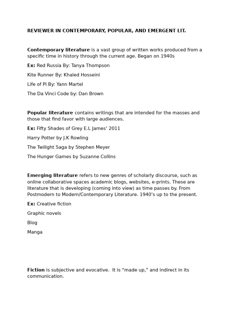 Reviewer For Contemp. Popular & Emerging Lit | PDF | Poetry | Metre (Poetry)