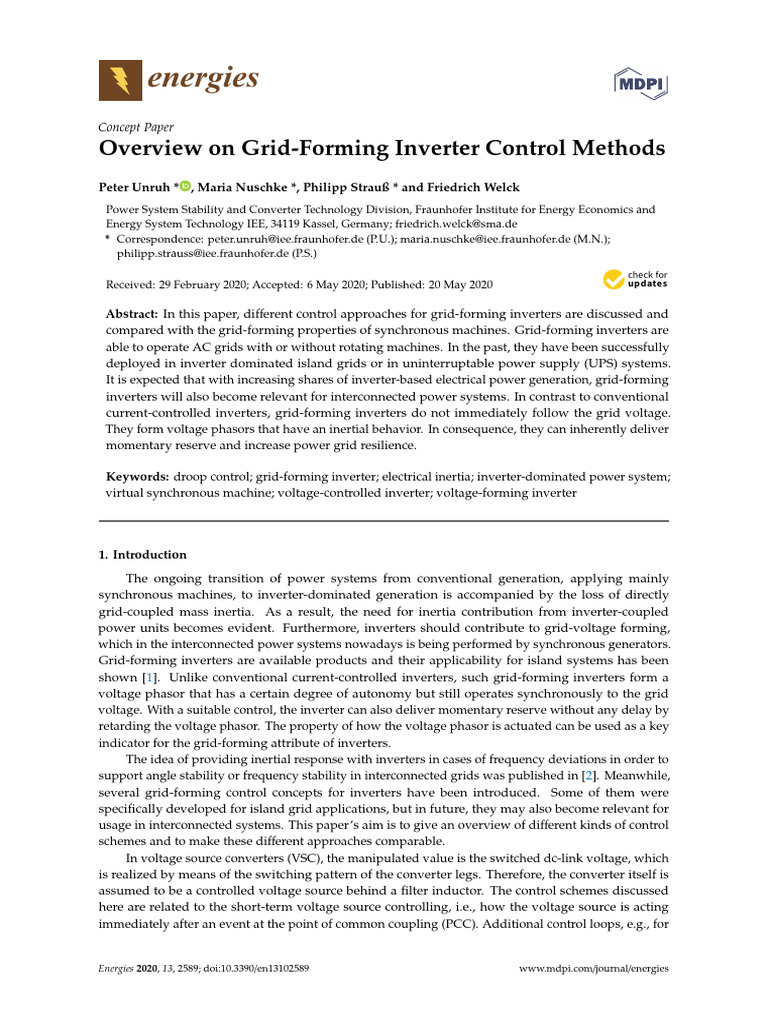 Overview On Grid Forming Inverter Contro | PDF | Power Inverter ...