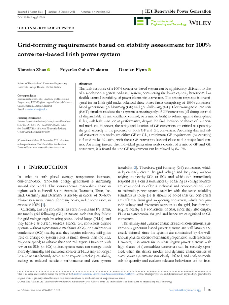 Grid-Forming Stability in Irish Power System | PDF | Electric Power ...