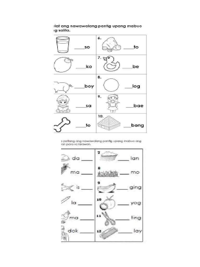 isulat ang nawawalang pantig | PDF