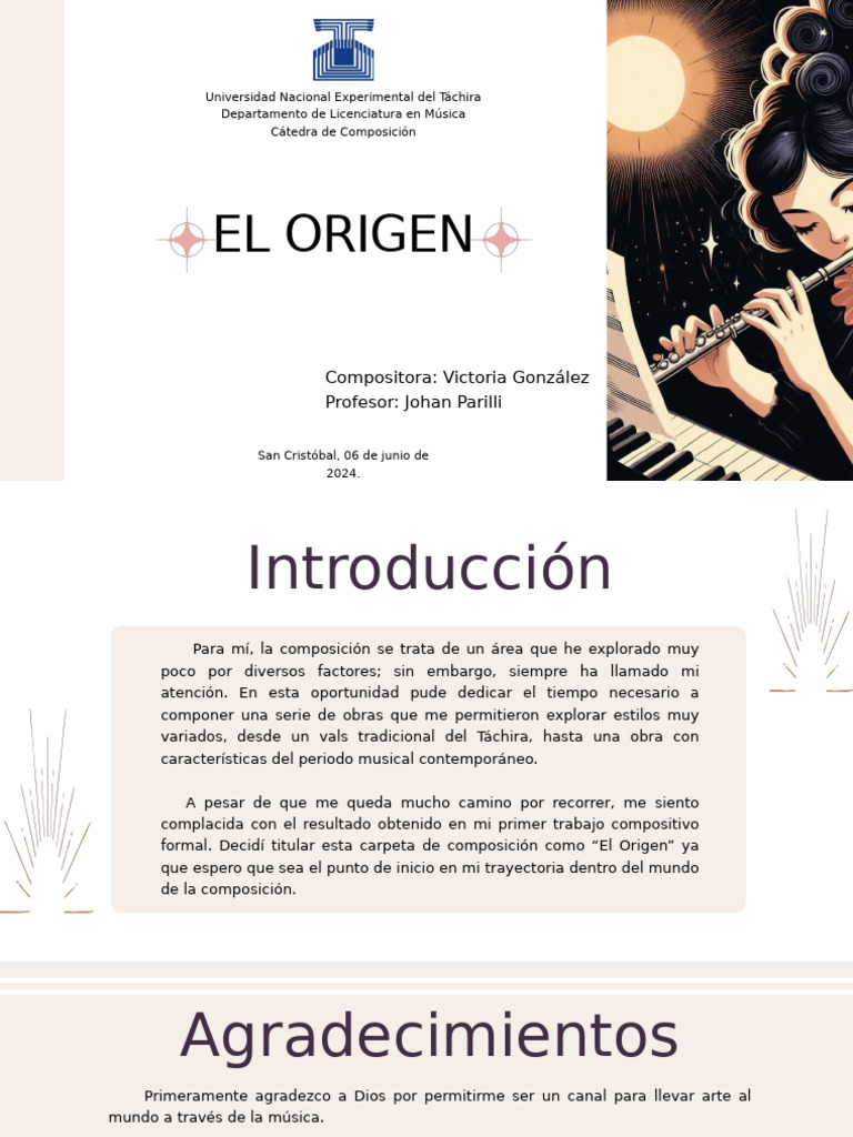 Diapositivas Victoria. Final - El Origen | PDF | Piano | Composiciones Musicales