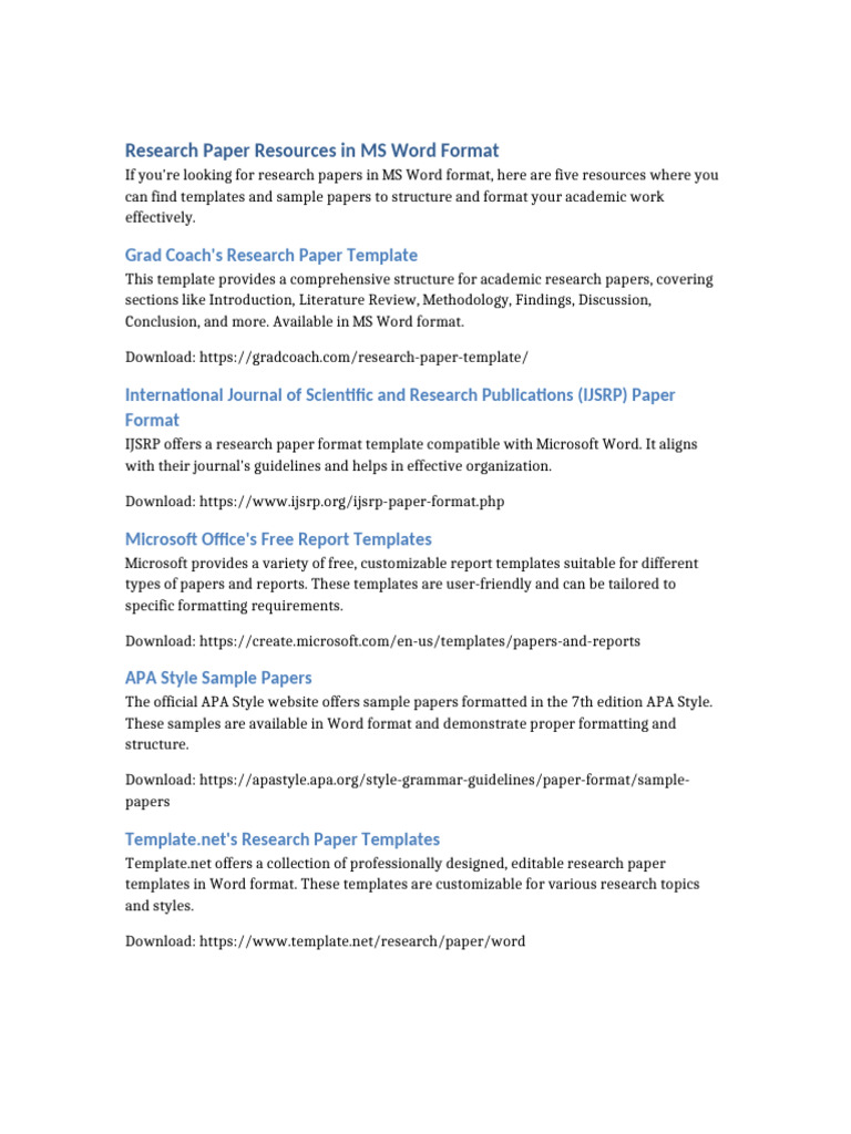 Research Paper Resources | PDF