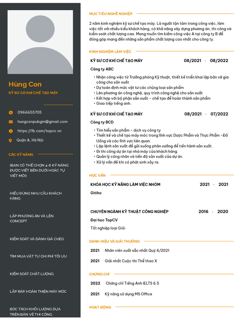 CV Hùng Con - hùng-TopCV.vn | PDF