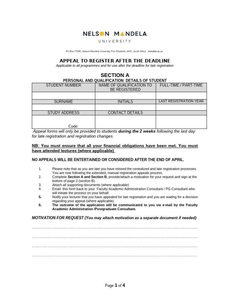 Appeal To Register After Deadline 2 | PDF