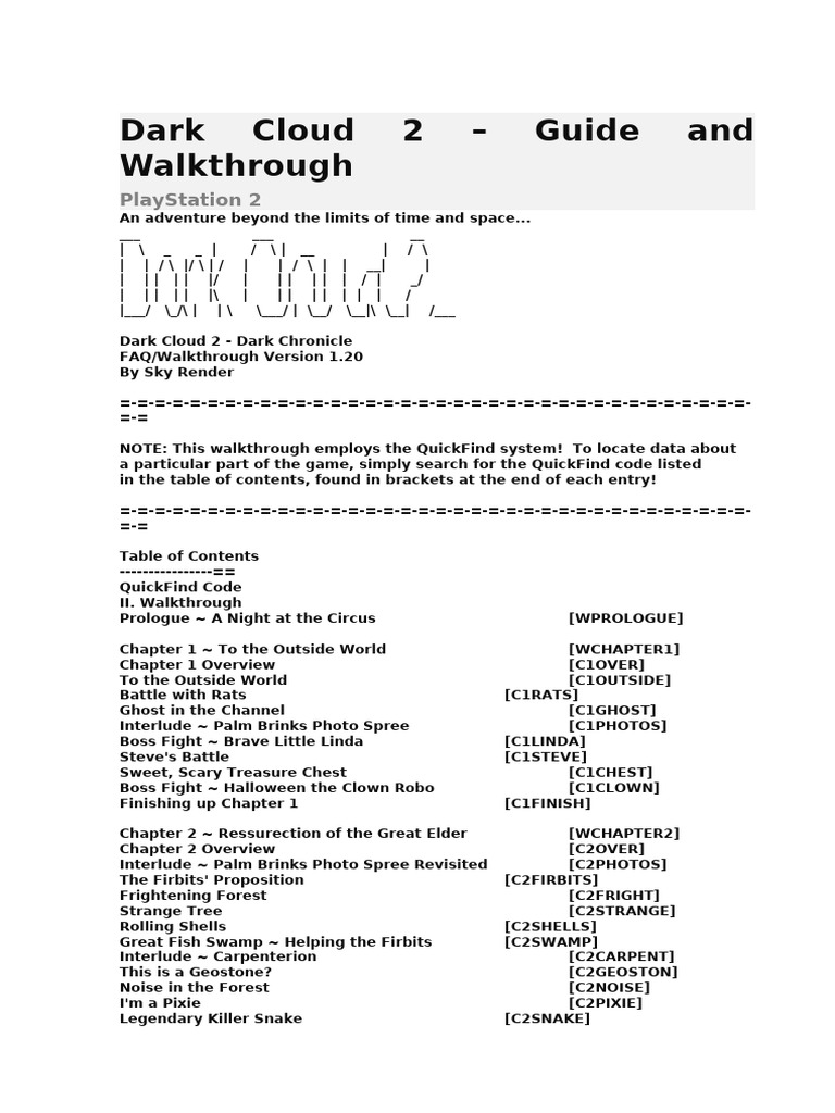 Dark Cloud 2 - Detonado Completo | PDF