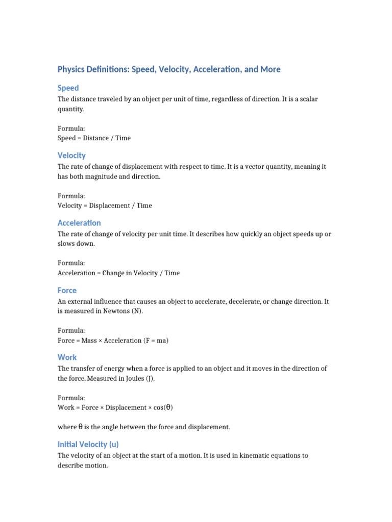 Physics Definitions | PDF