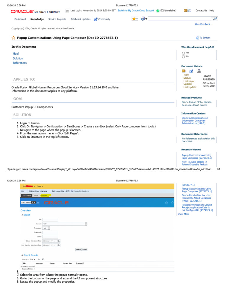 Popup Customization in Page Composer | PDF | Oracle Corporation | Cloud ...