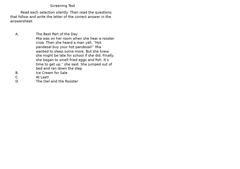 Screening Test | PDF