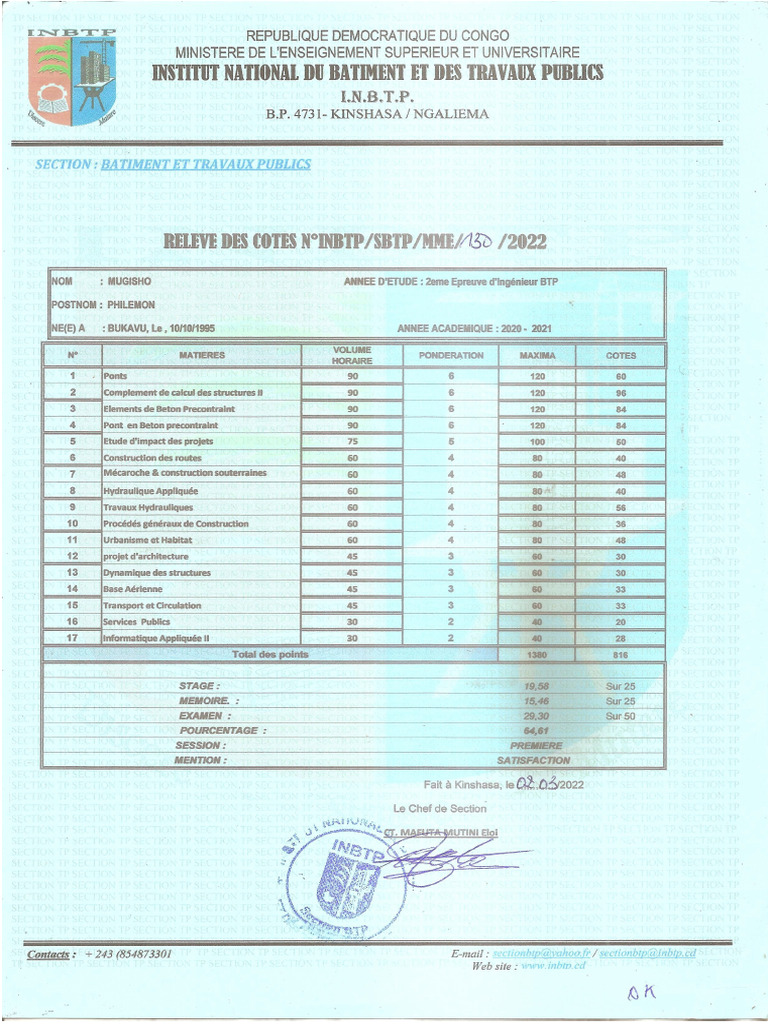 Releve BTP5 | PDF