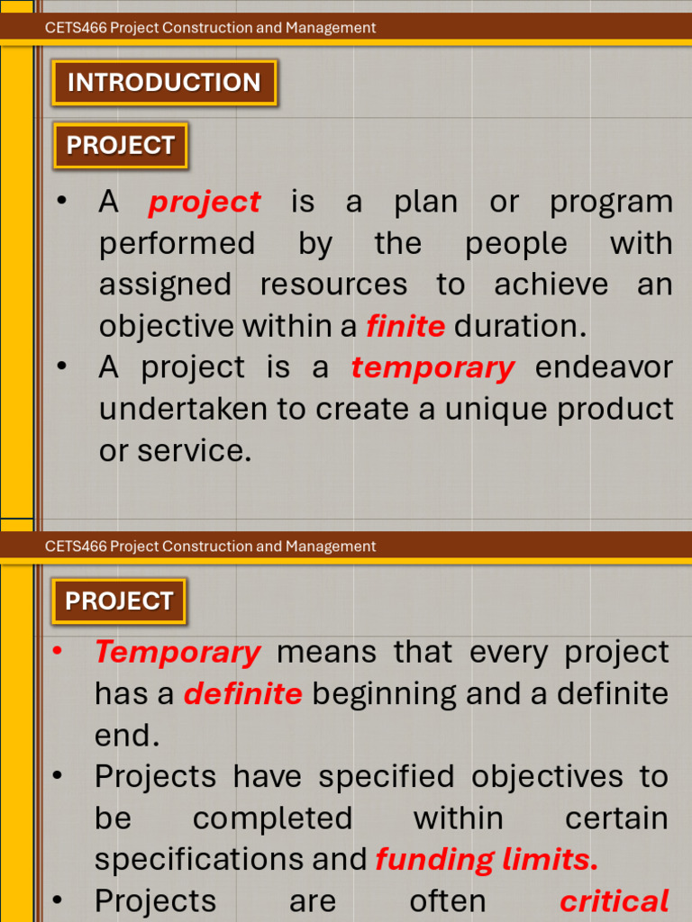 Cets466 - PCM Topic 1 Part 1 | PDF | Infrastructure | Project Management
