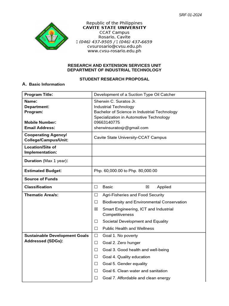 SRF 01 Capsule Format Student Research Proposal | PDF | Economies | Sustainability