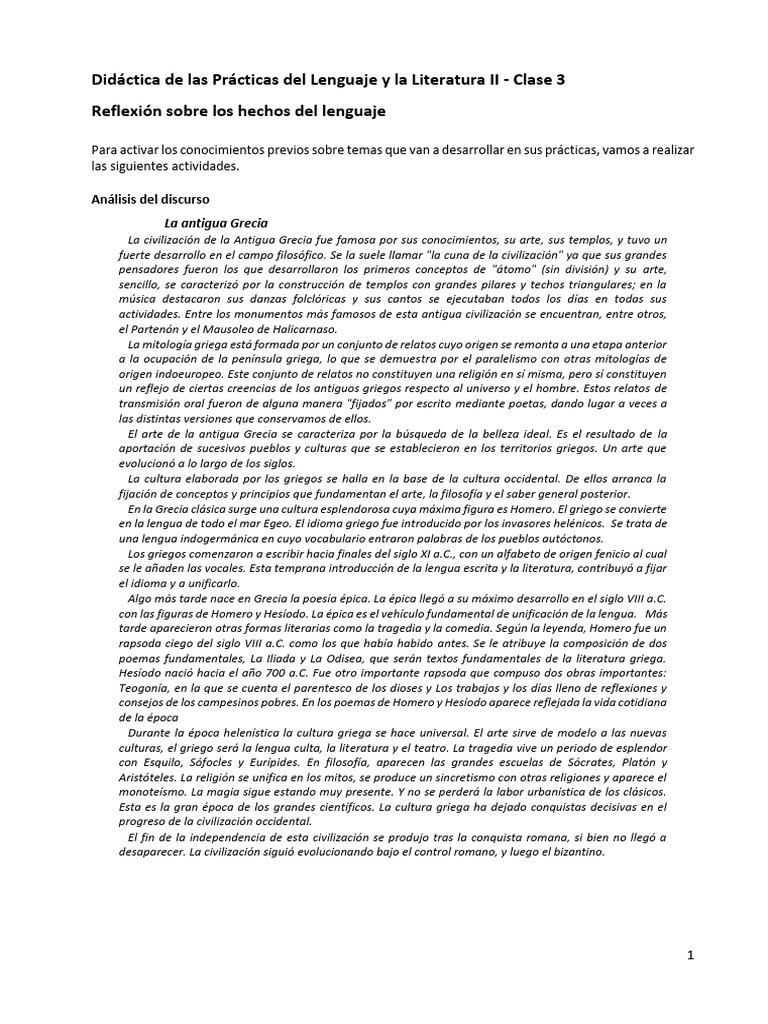 Didactica de Las Practicas Del Lenguaje y La Literatura II - Clase 03 ...